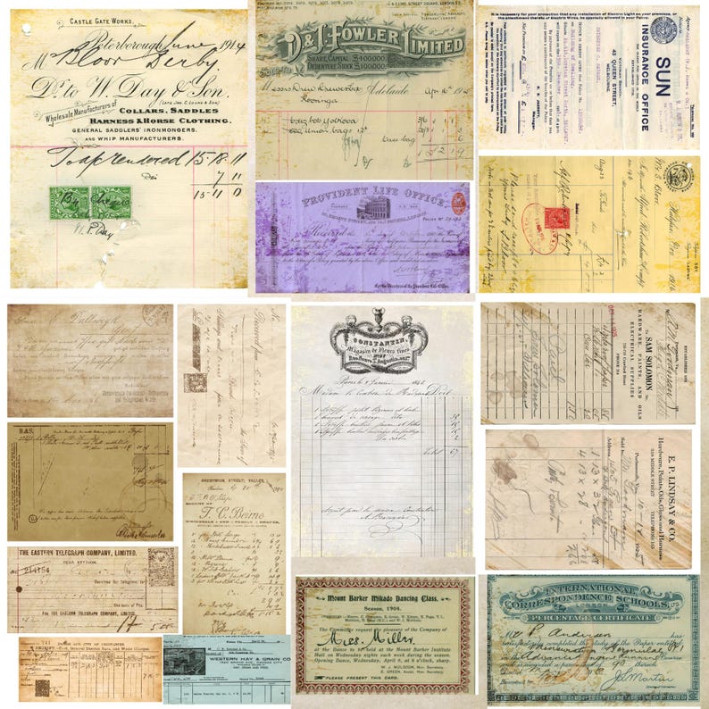 Vintage Ephemera Old Receipts – Printable Antique Paper for Junk ...