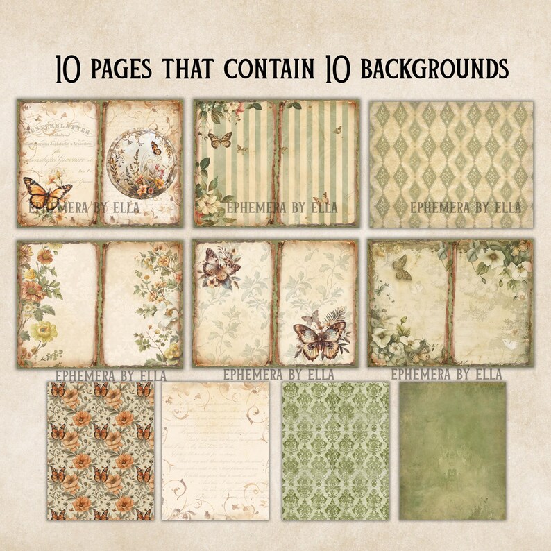Vintage Butterfly Ephemera Printable Kit – Junk Journal, Scrapbook ...
