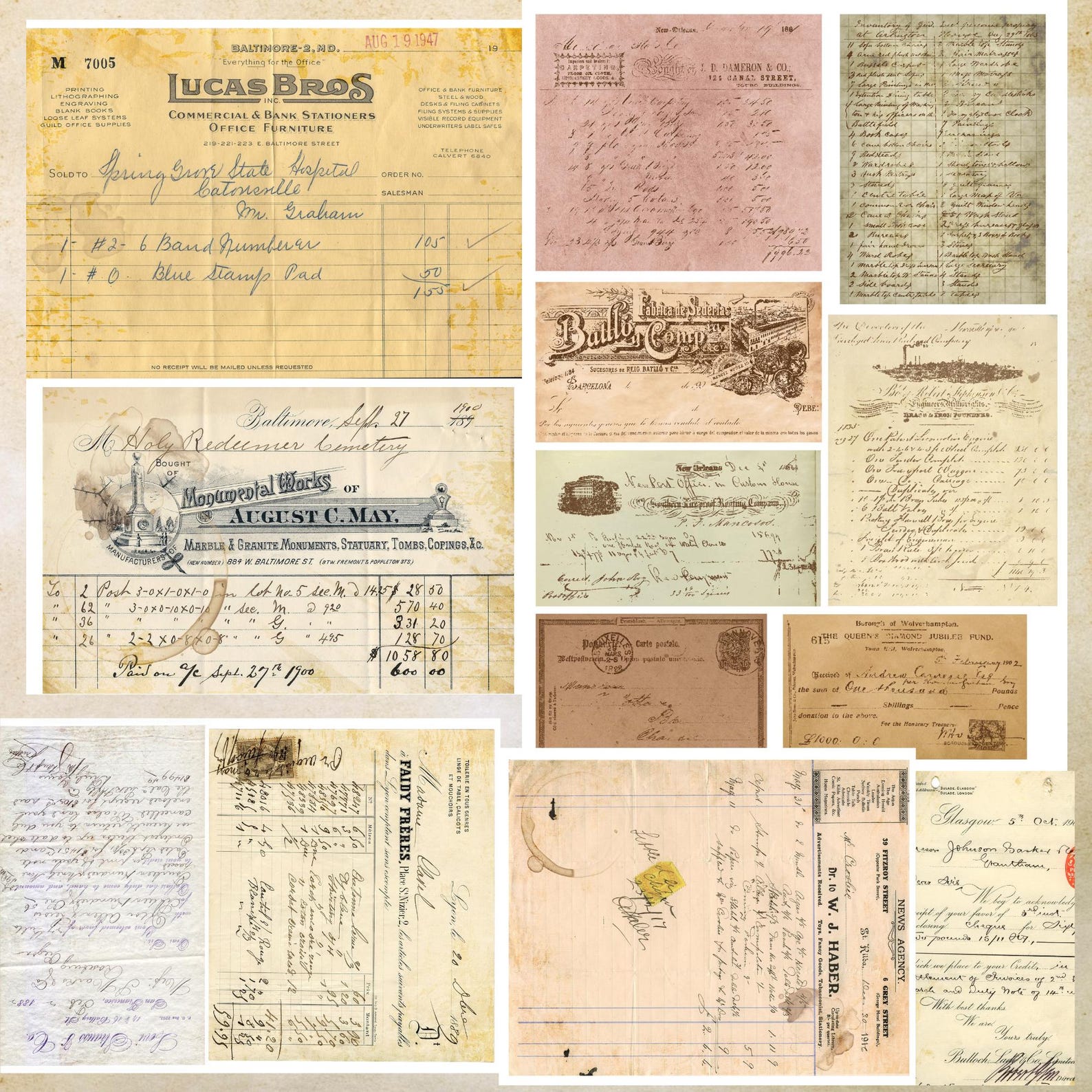 Vintage Ephemera Old Receipts – Printable Antique Paper for Junk ...