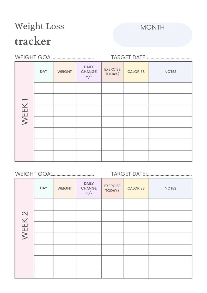 Fitness Planner Printable PDF – Workout Tracker, Meal Planner, Weight ...