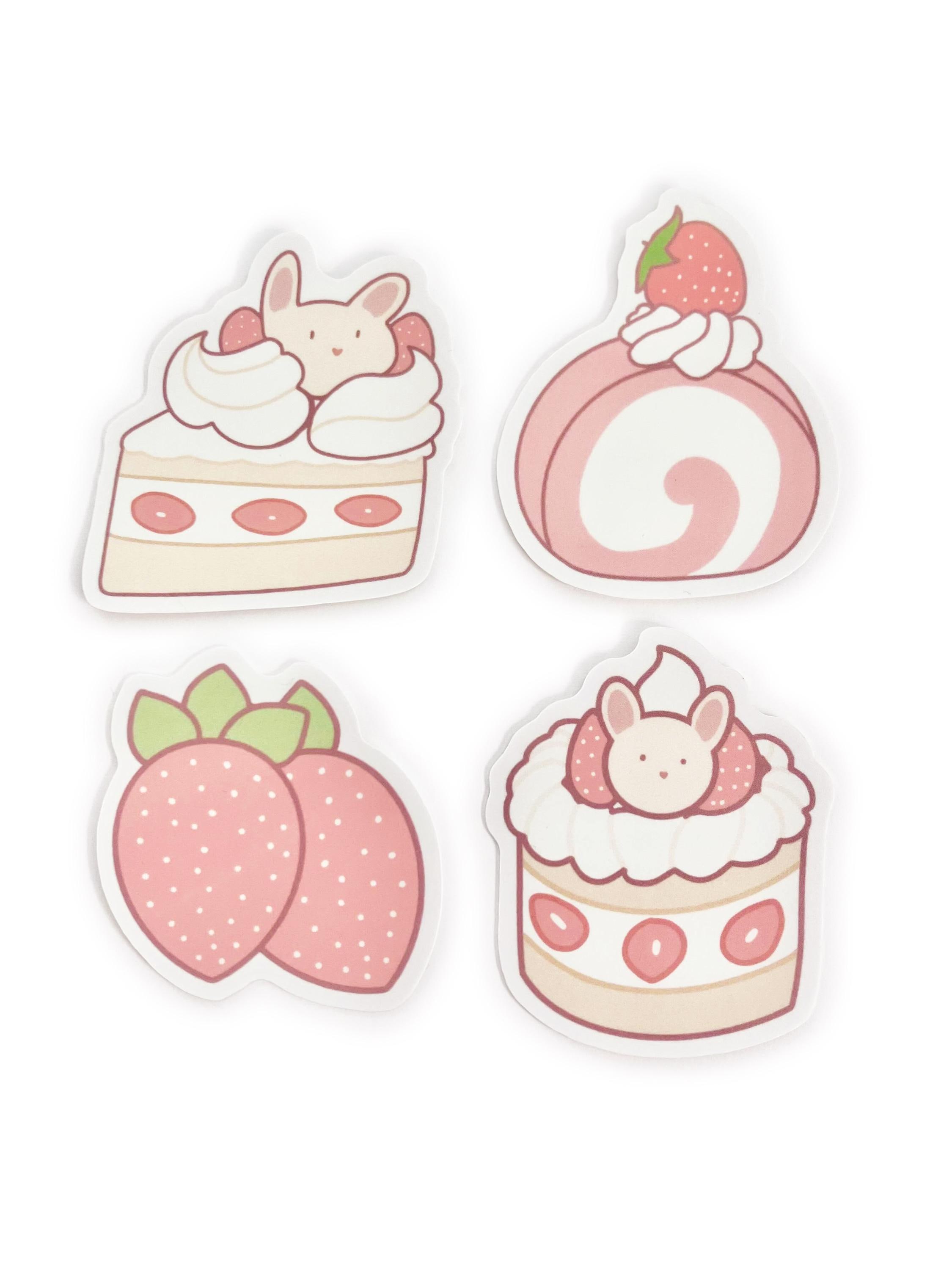 Strawberry Bun-bun: Cakes Vinyl Sticker Pack | Cute Dessert Stickers ...
