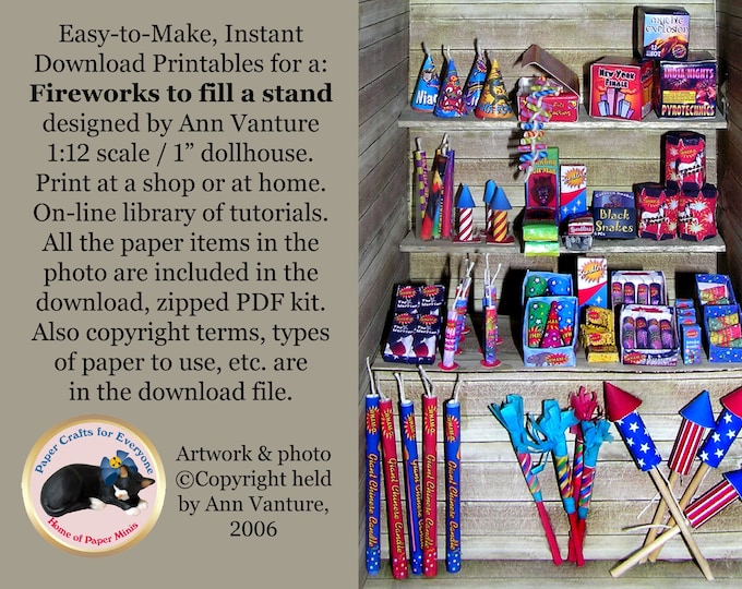 Made to Order Dollhouse Miniature Fireworks Sold Here 4th of July Sign ...
