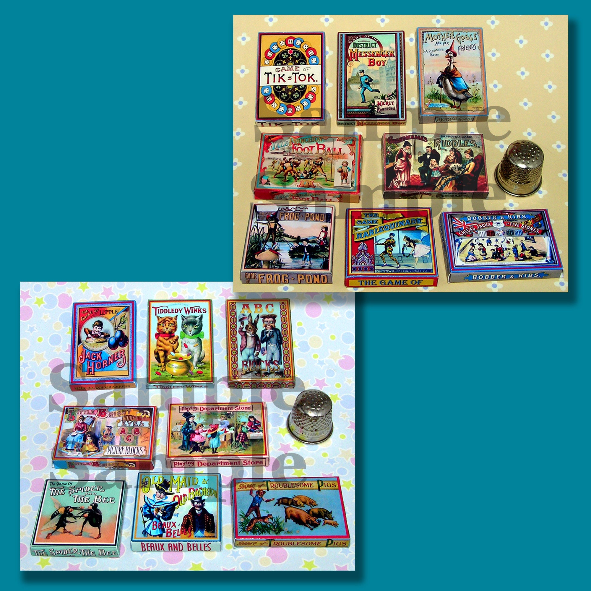 Bookvts7 Twenty Vintage Board Game Boxes Vol. 7 for 1:12 Dollhouse ...