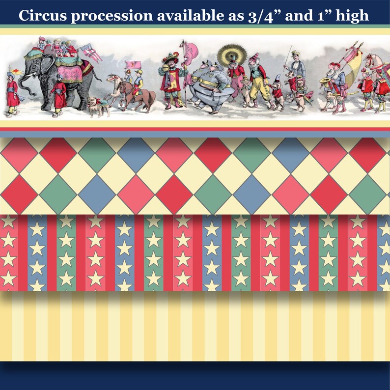Wpc003a-g Circus Procession Wallpaper 1:12 Scale - Etsy
