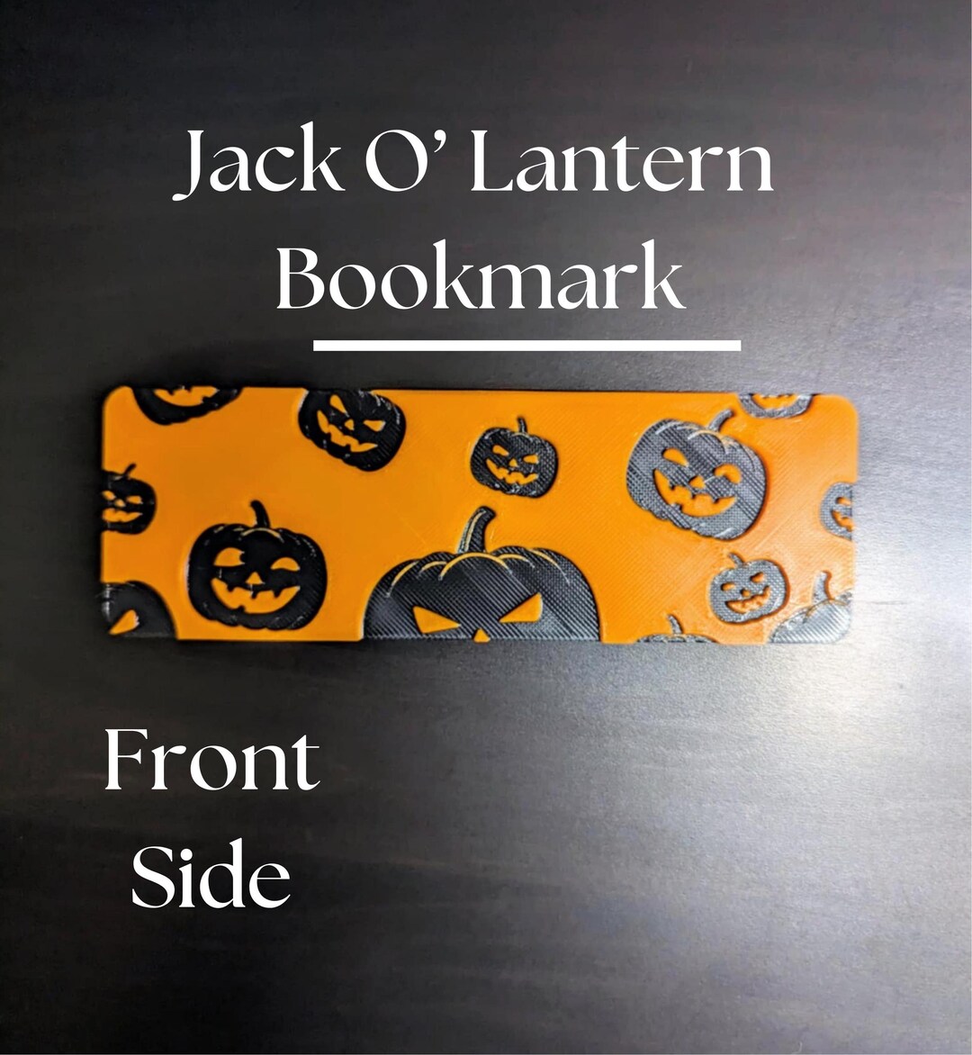 3D Printed Halloween Bookmark | Jack O' Lantern Bookish Gift - Etsy