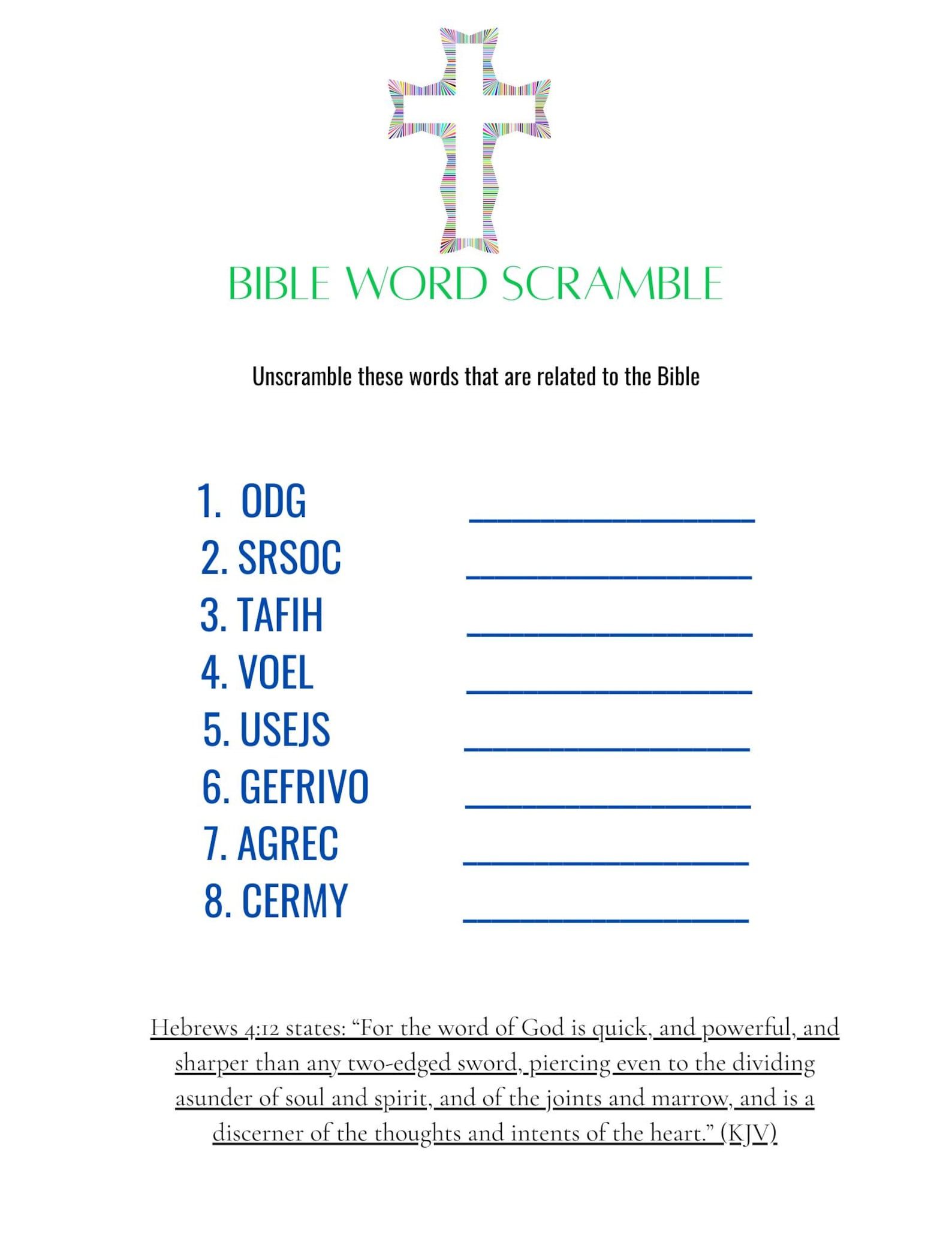 Bible Word Scramble Game Digital - Etsy