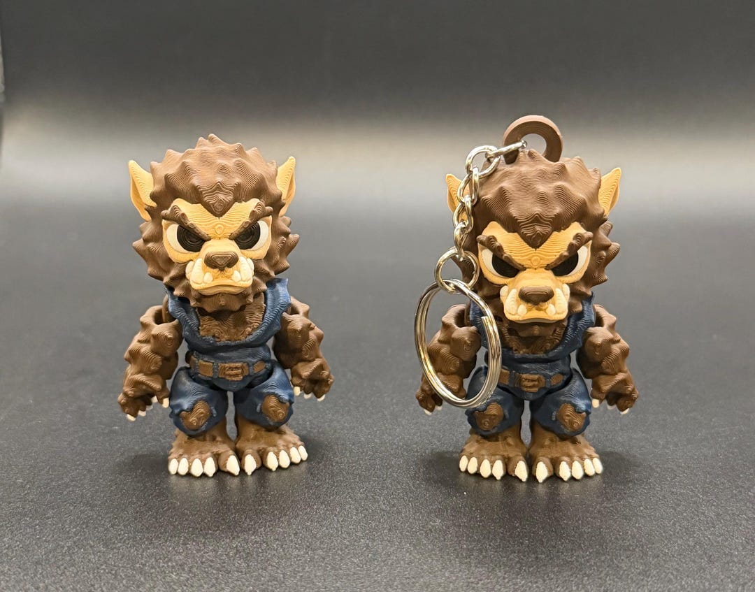 3D Printed Wolfman Figure or Keychain | Articulated Monster Gift - Etsy