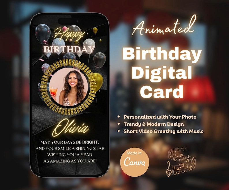 Personalized Animated Birthday E-card | Editable Canva Template With ...
