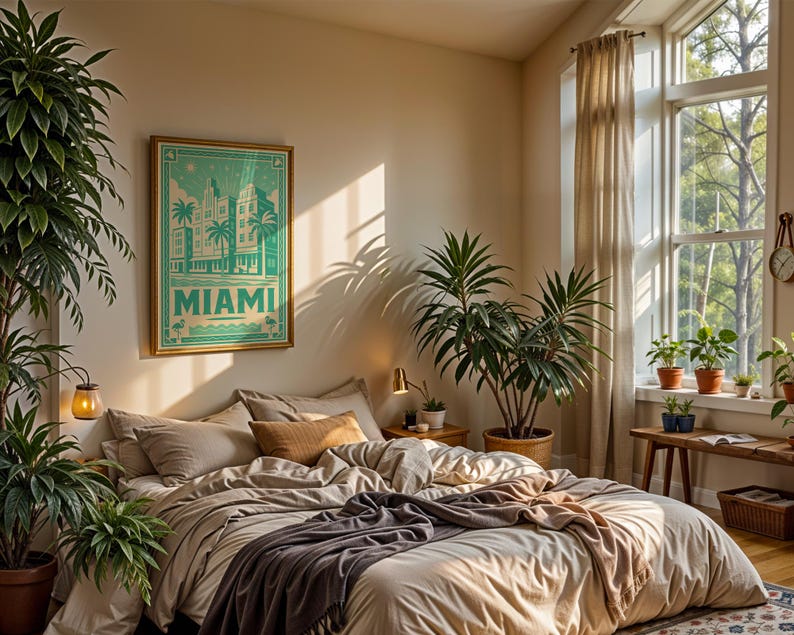 Miami Retro Travel Poster, Vintage Florida Art Deco Wall Art, South ...