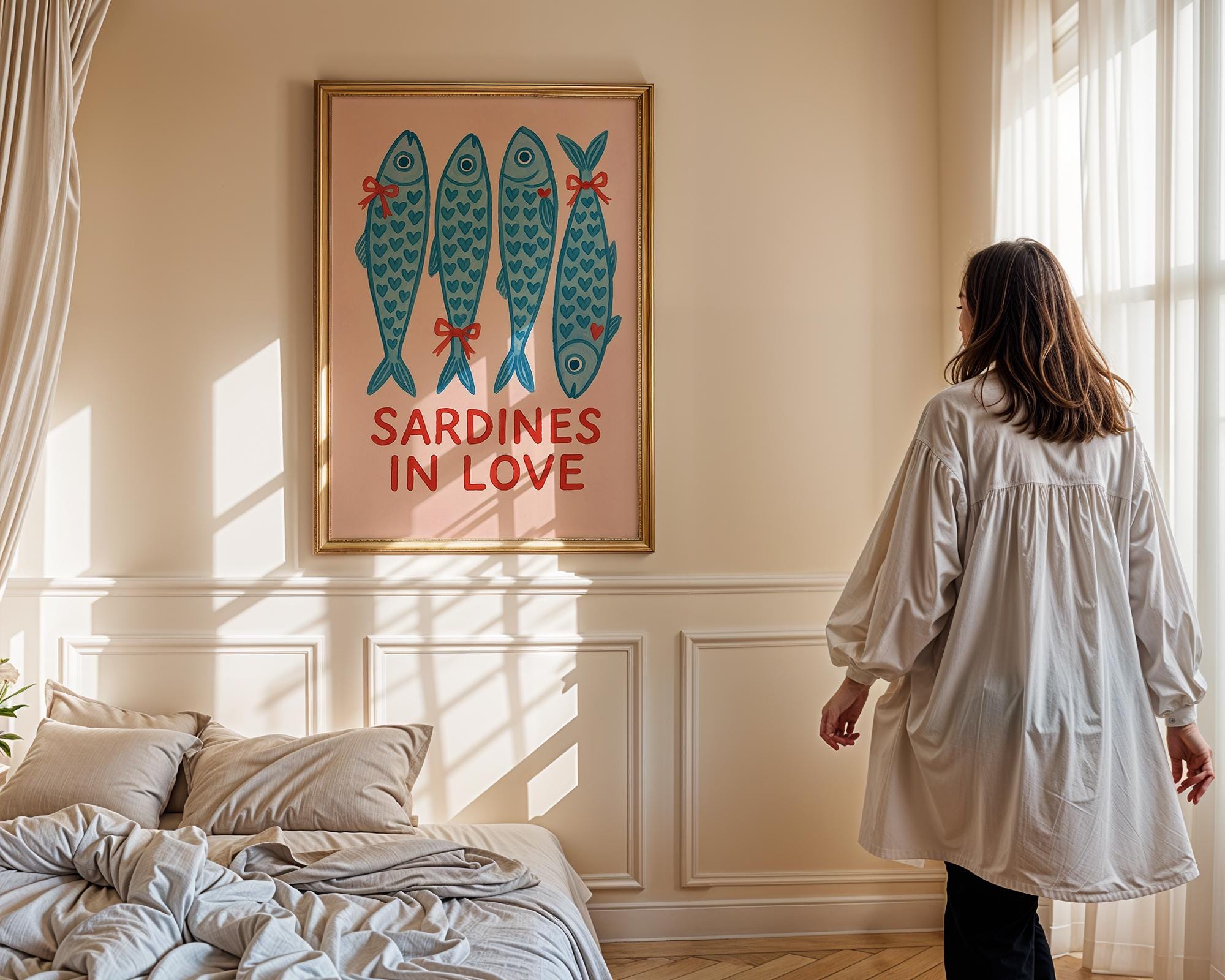 Tinned Fish Trend Wall Art - Sardines in Love, Quirky Printable Poster ...