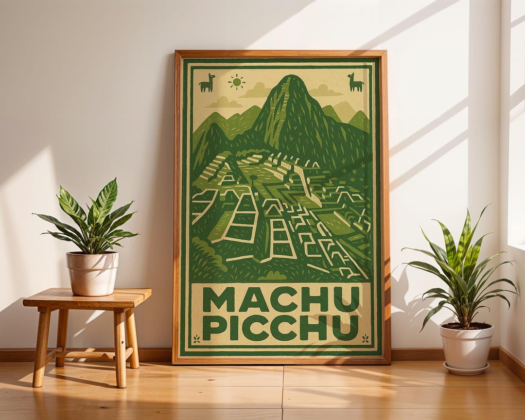 Machu Picchu Travel Poster, Retro Peru Wall Art, Vintage Inca Ruins ...