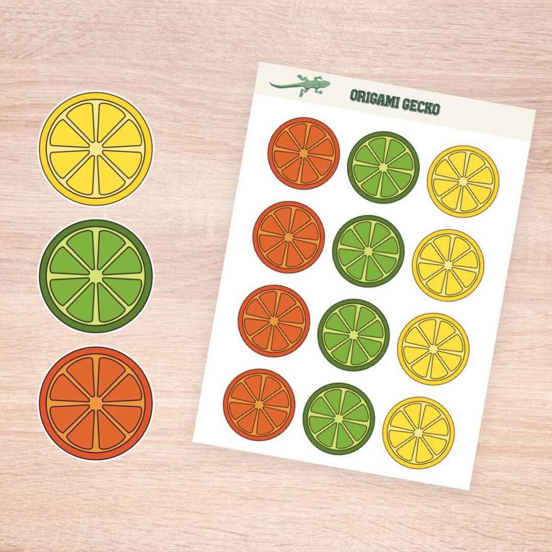 Mixed Citrus Fruit Stickers for Bullet Journals, Diaries and Planners ...