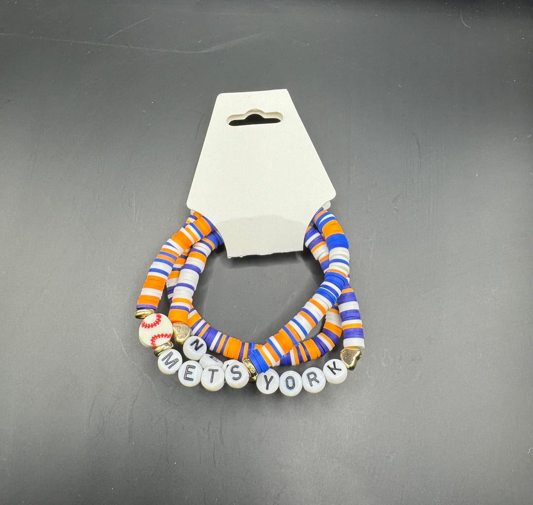 New York Mets Inspired Stretch Bead Bracelets Set of 3 - Etsy