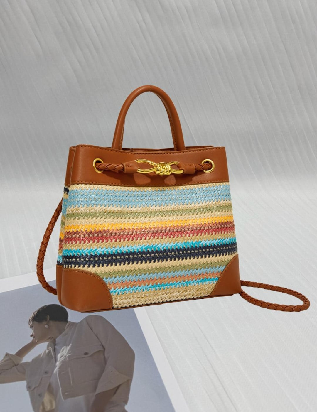 Hand Woven Straw Bag, Boho Style, Summer Crossbody Bag, Natural Fiber ...