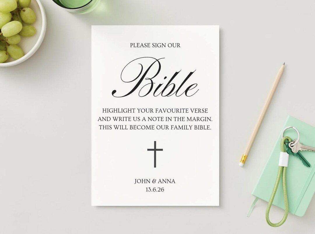 Editable Sign Our Bible | Printable Wedding Signage | Christian ...