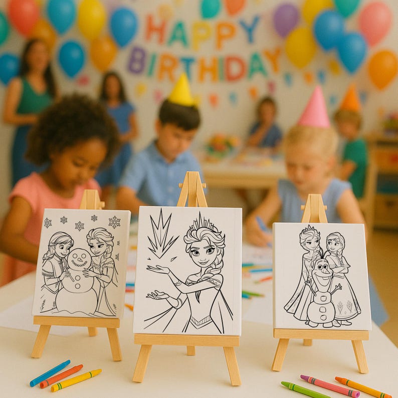 Frozen Coloring Canvas | 5x5 Kids Art Set With Markers - Etsy
