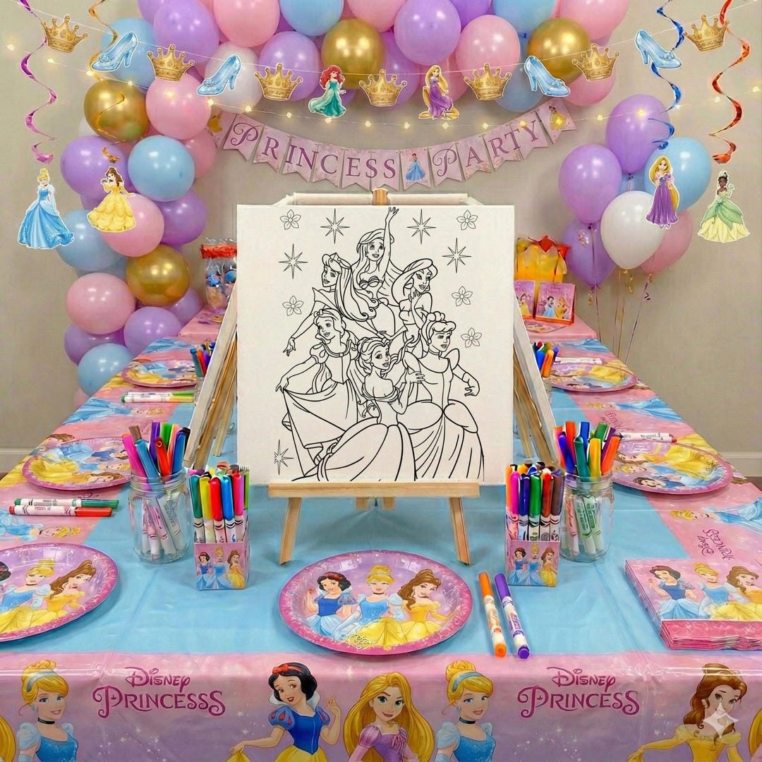 Disney Princesses Coloring Canvas — Creative Art Activity for Kids ...