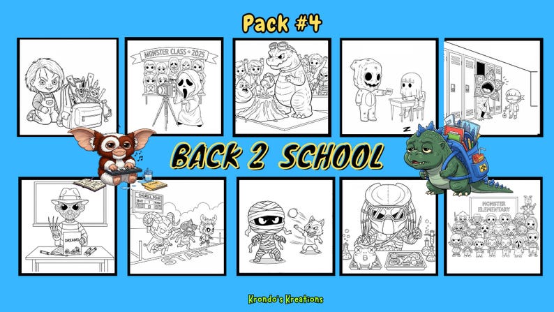 Cutest Monsters Back to School Coloring Book Pack #3 : Cute and Creepy ...