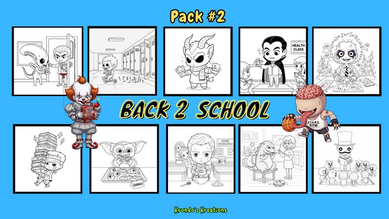 Cutest Monsters Back to School Coloring Book Pack #2 : Cute and Creepy ...