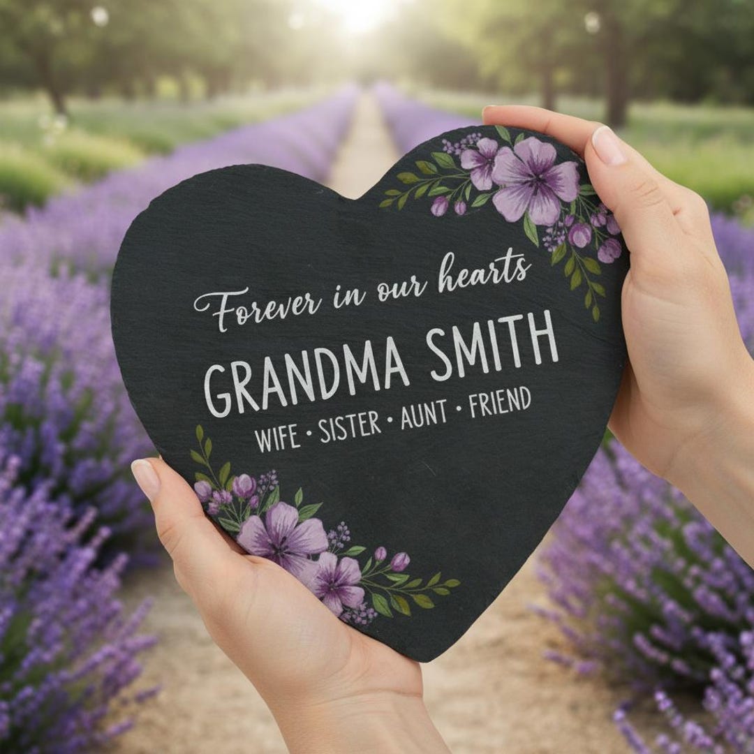 Personalized Heart Slate Memorial Stone “forever in Our Hearts ...