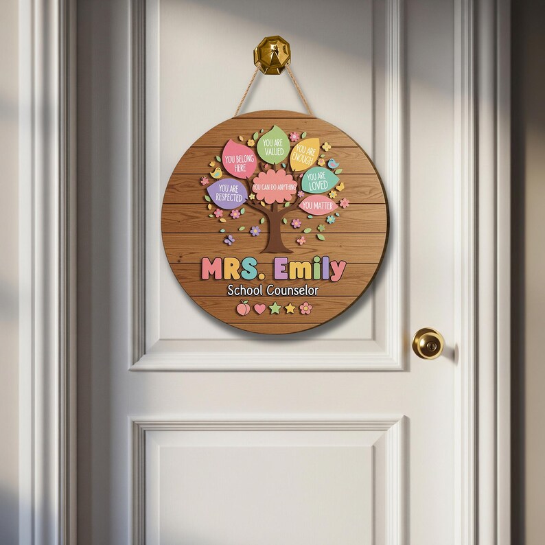 Personalized School Counselor Door Sign: Wooden Tree Name Plaque - Etsy