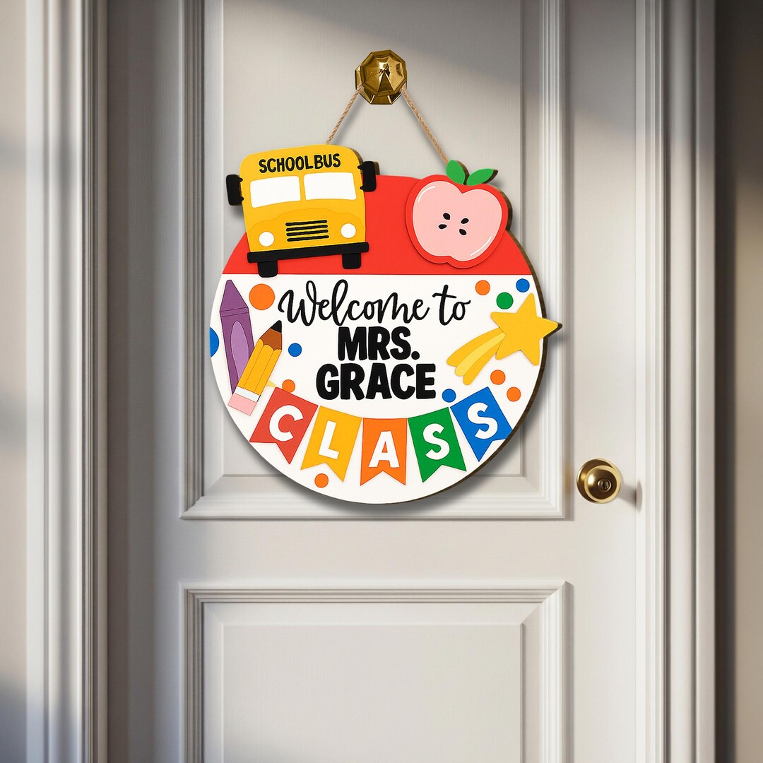 Welcome to Teacher Class Door Sign, Back to School Teacher Decor ...