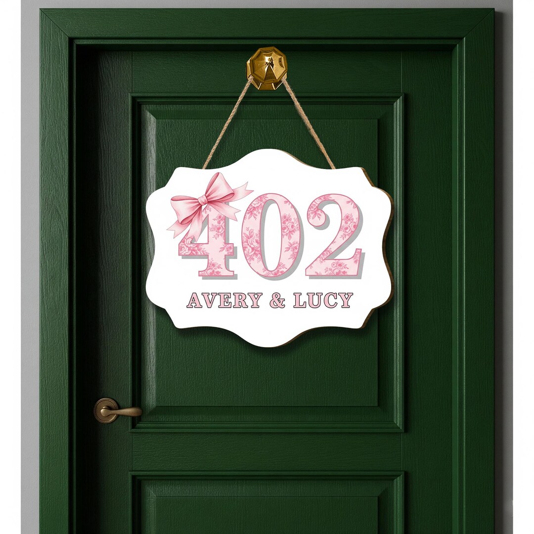 Personalized Pink Floral Dorm Door Sign: Custom Wood Name Plaque - Etsy