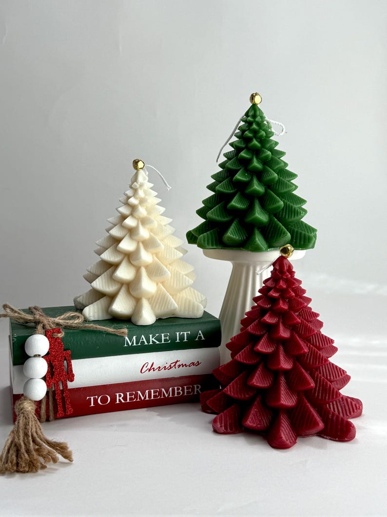Large Christmas Tree Candle, Holiday Winter Decor - Etsy