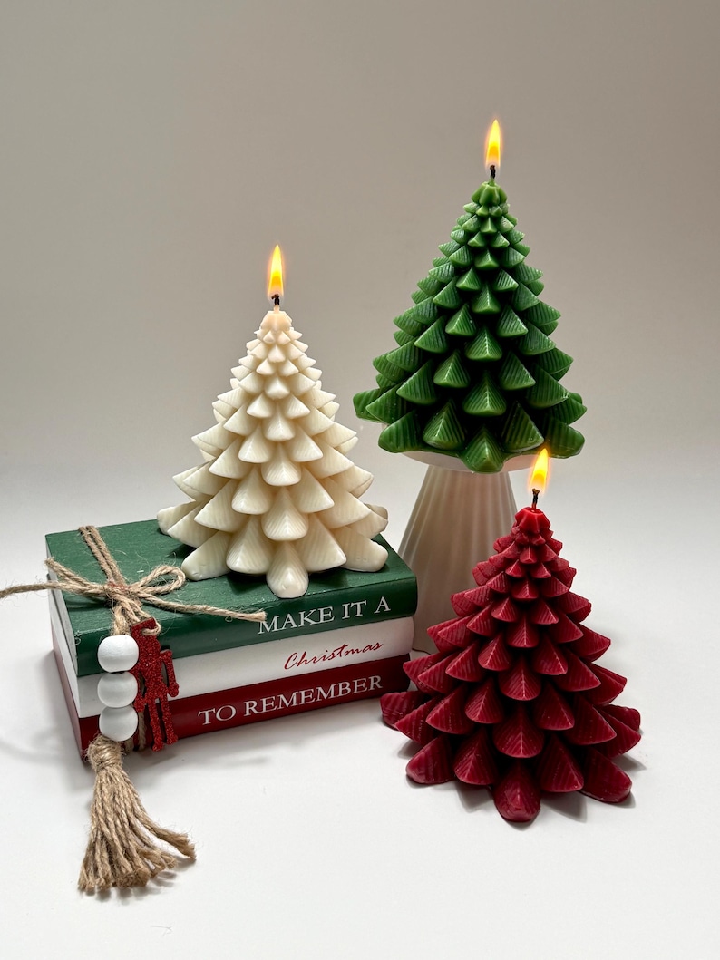 Large Christmas Tree Candle, Holiday Winter Decor - Etsy