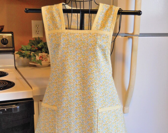Old Fashioned Vintage Style Full Apron in Yellow Floral Sizes Large - Etsy