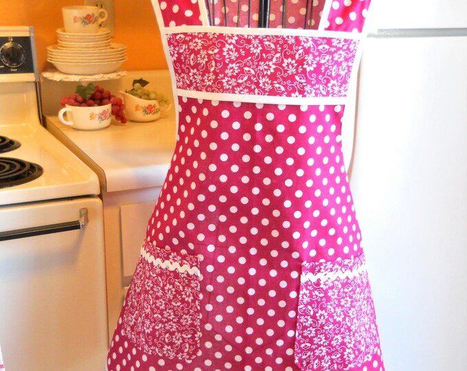 1940's Style Full Apron in Berry Size Extra Large - Etsy