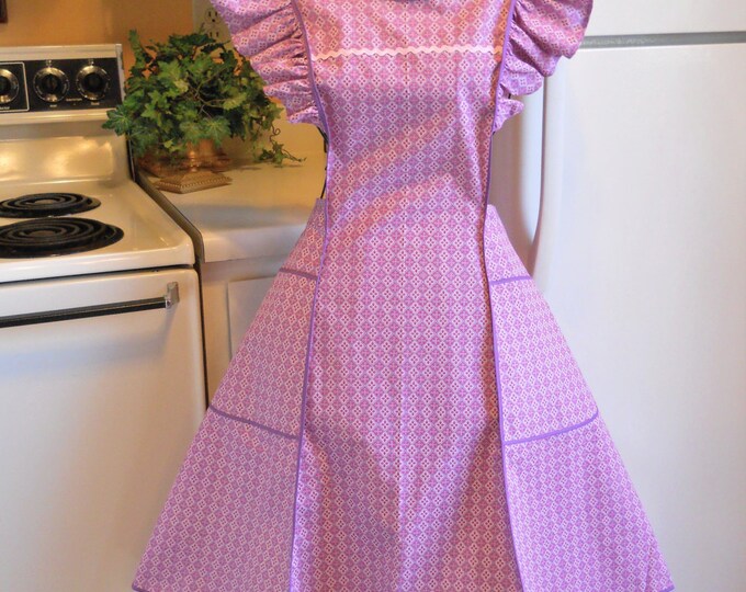 Old Fashioned Pinafore Full Apron in Pink and Lavender - Etsy