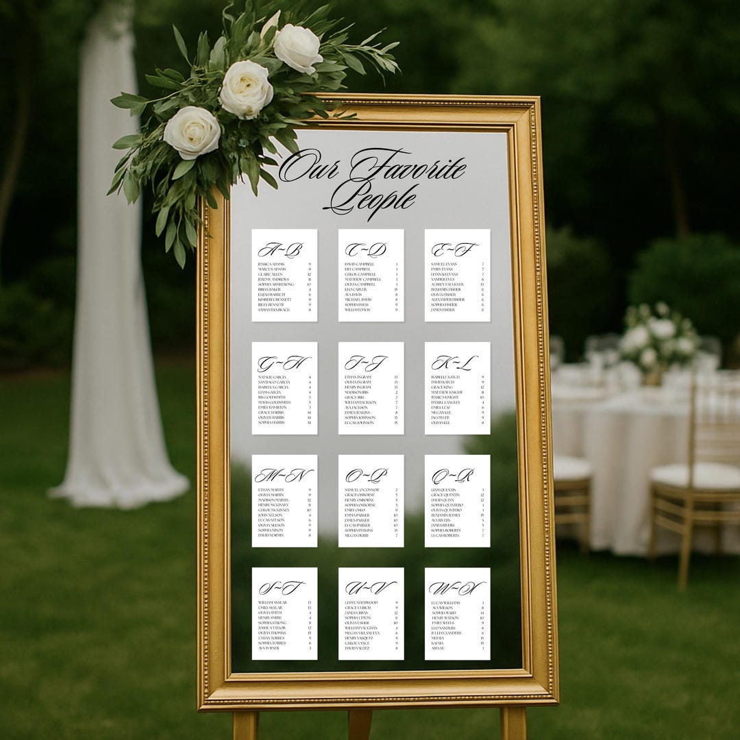 Custom Wedding Seating Chart Template - Reception Sign Table Assignment ...