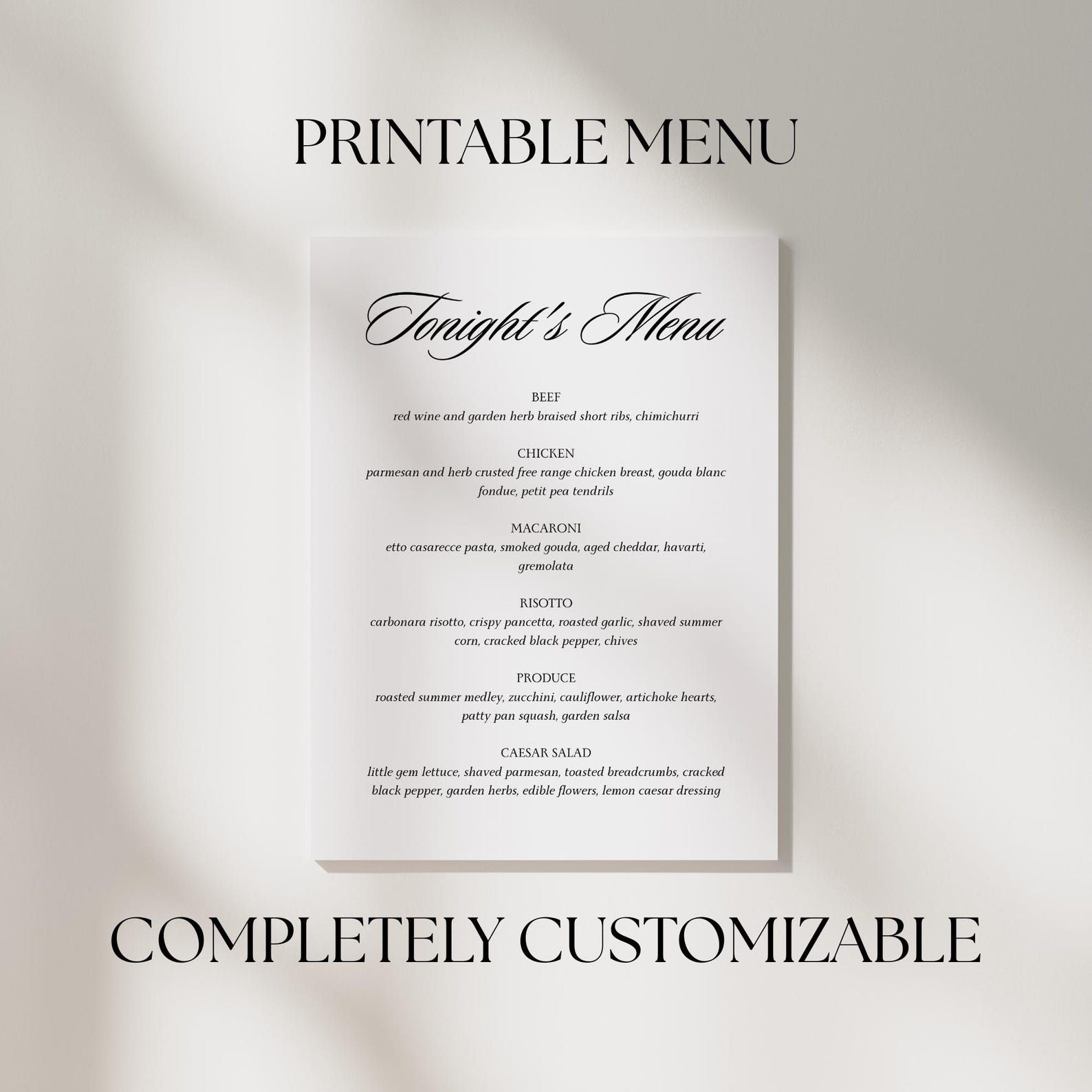 Editable Wedding Menu Template – Minimalist Reception Printable Sign ...