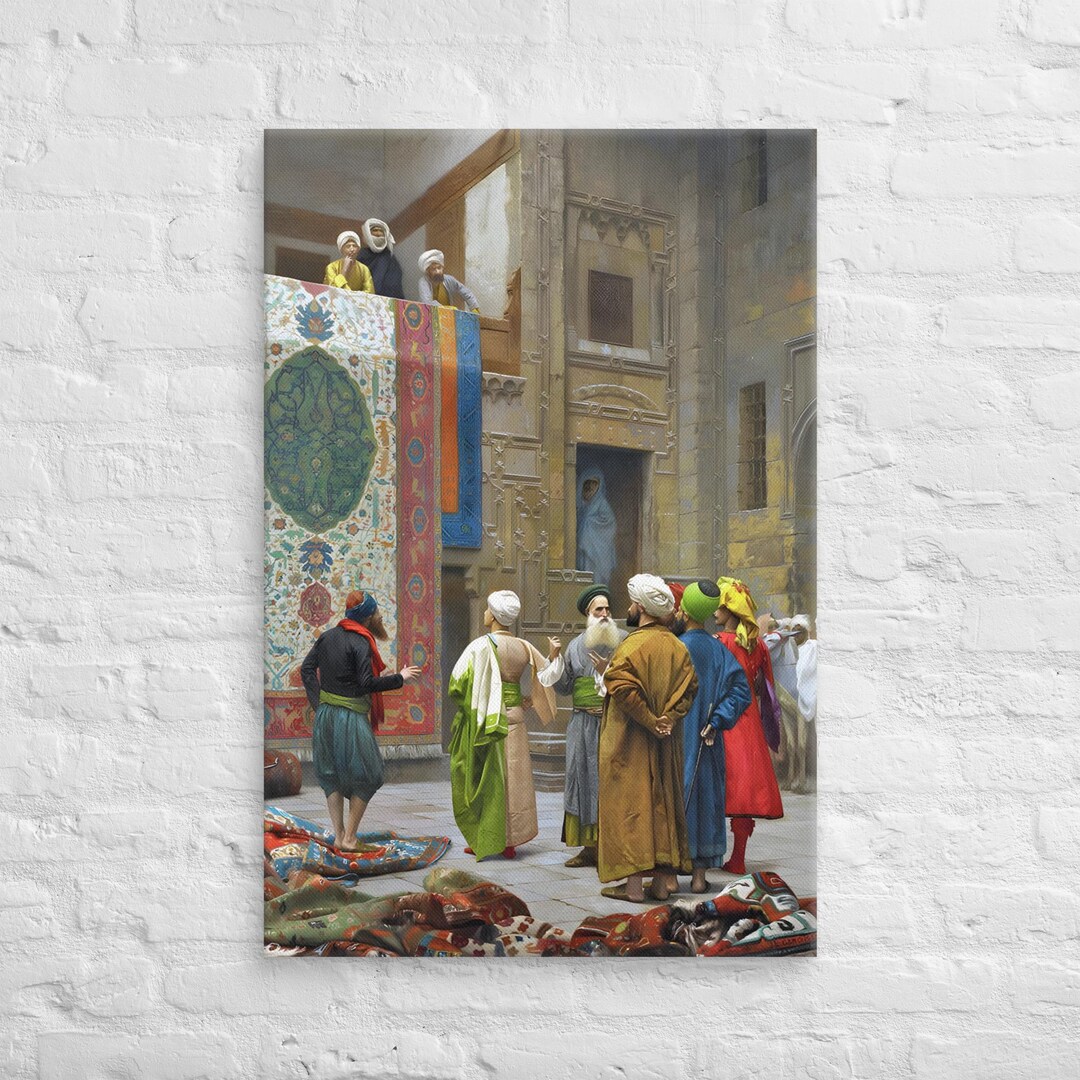 Vintage Middle Eastern Painting | Antique Artwork | Carpet Merchant ...