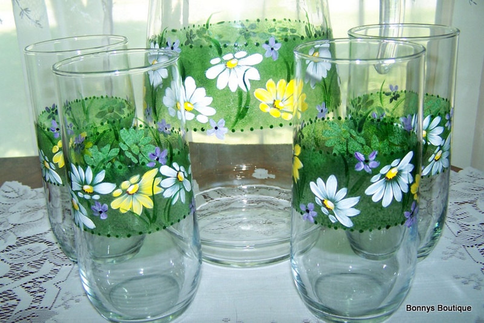 Daisy Daisy Water Pitcher Hand Painted Pitcher Set Daisy - Etsy