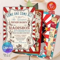 Editable Circus Birthday Invitation, Carnival Party Invite(instant ...