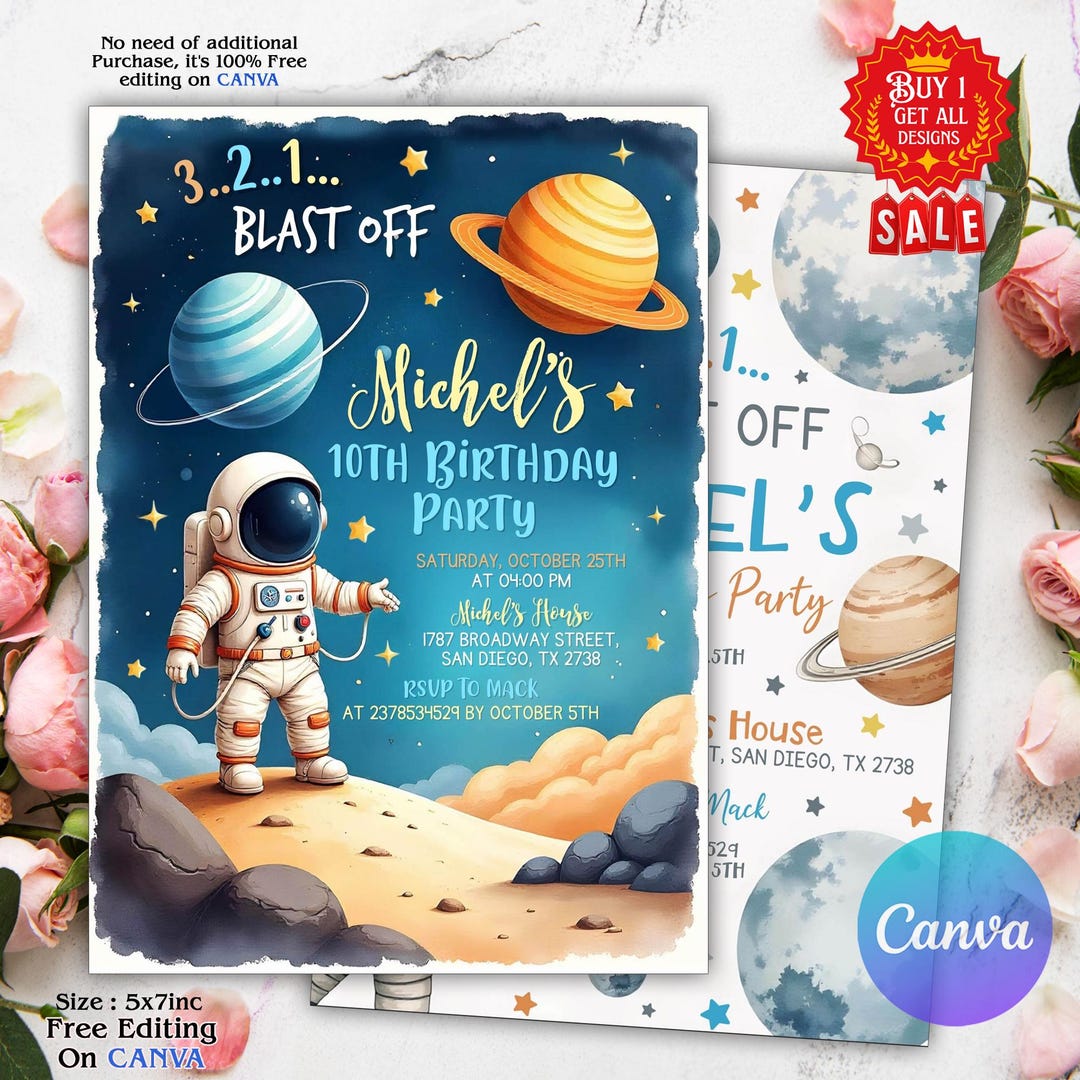 Space Birthday Party Invitation Galaxy Invite Space Birthday Invite ...