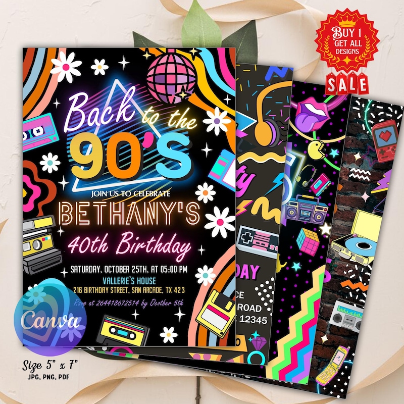 90s Party Invitation - Etsy
