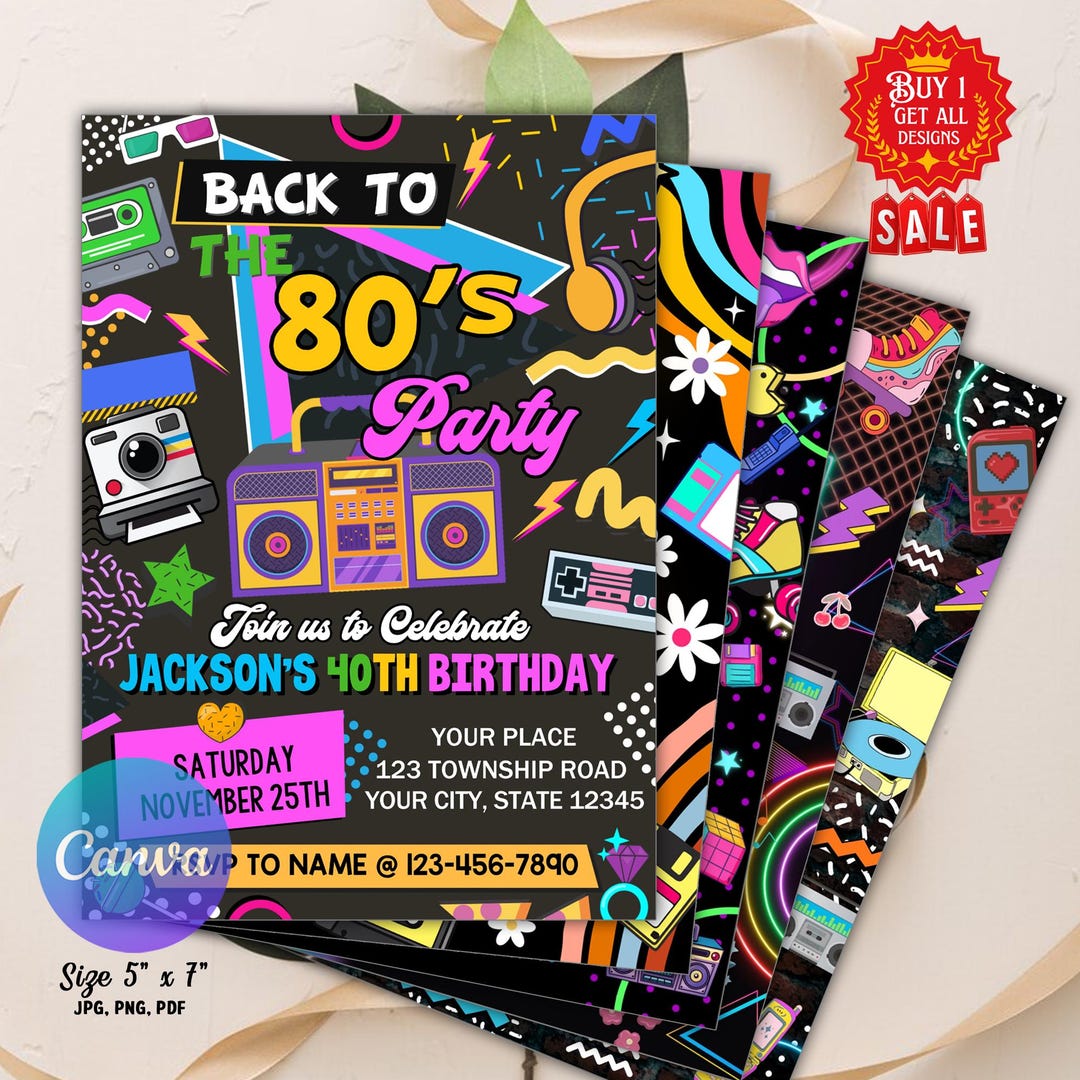 Editable 80s Party Invitation, Back to the 80s, Hip Hop Invite ...
