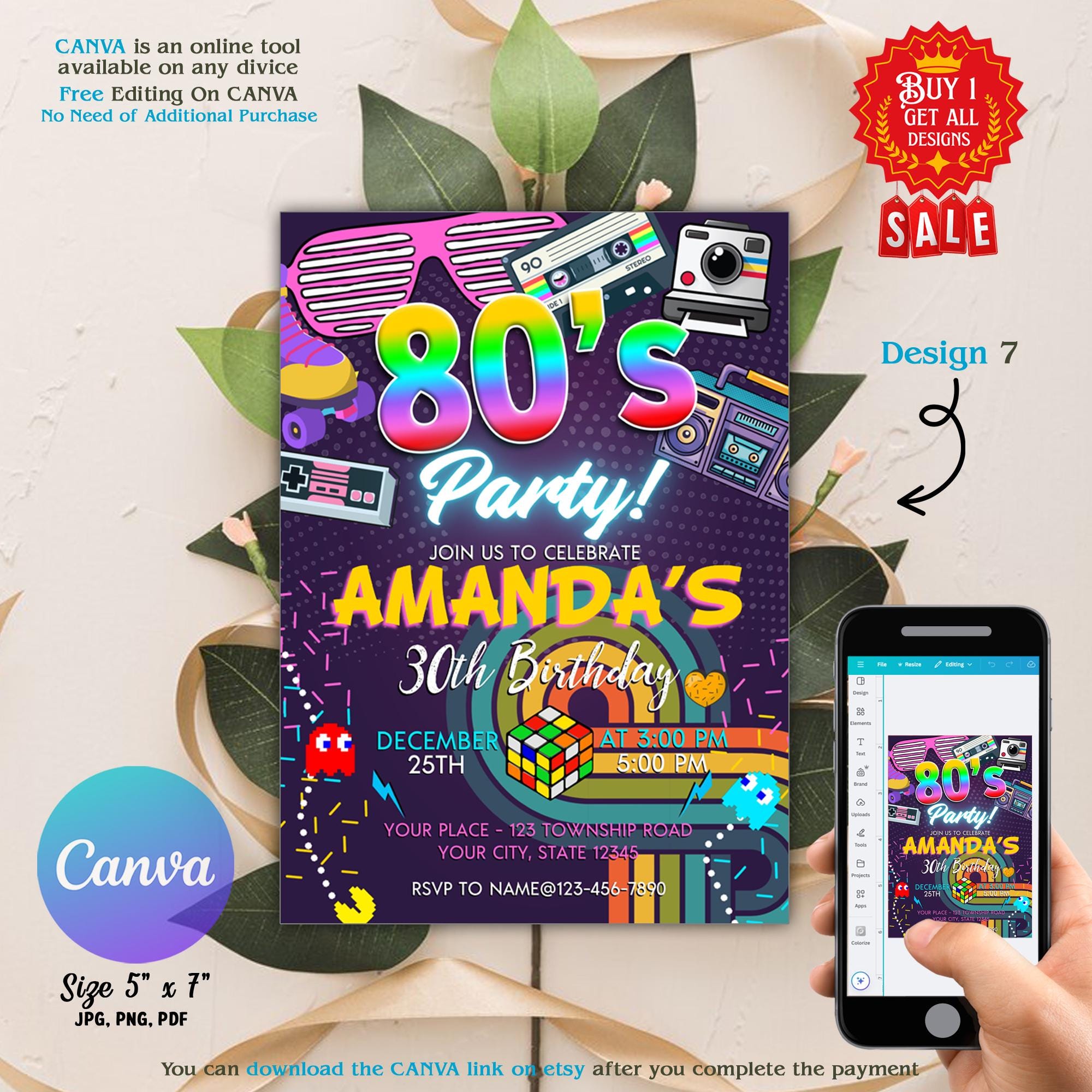Editable 80s Party Invitation, Back to the 80s, Hip Hop Invite ...