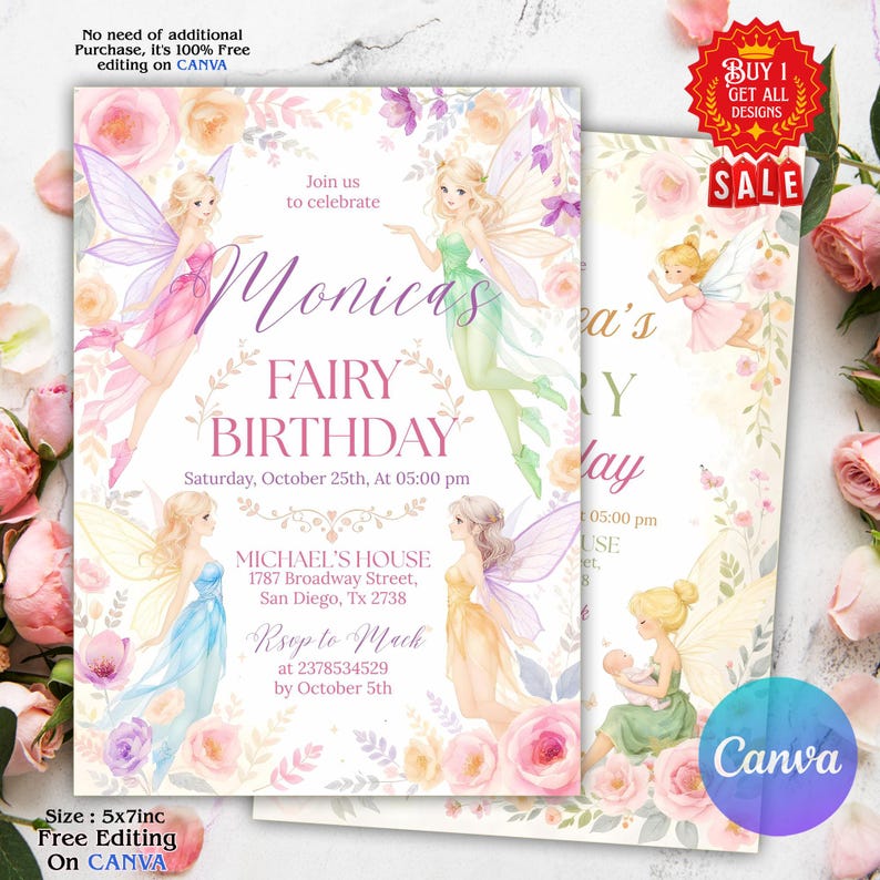 Fairy Birthday Invitation, Fairy Birthday Invitation Template, Fairy ...