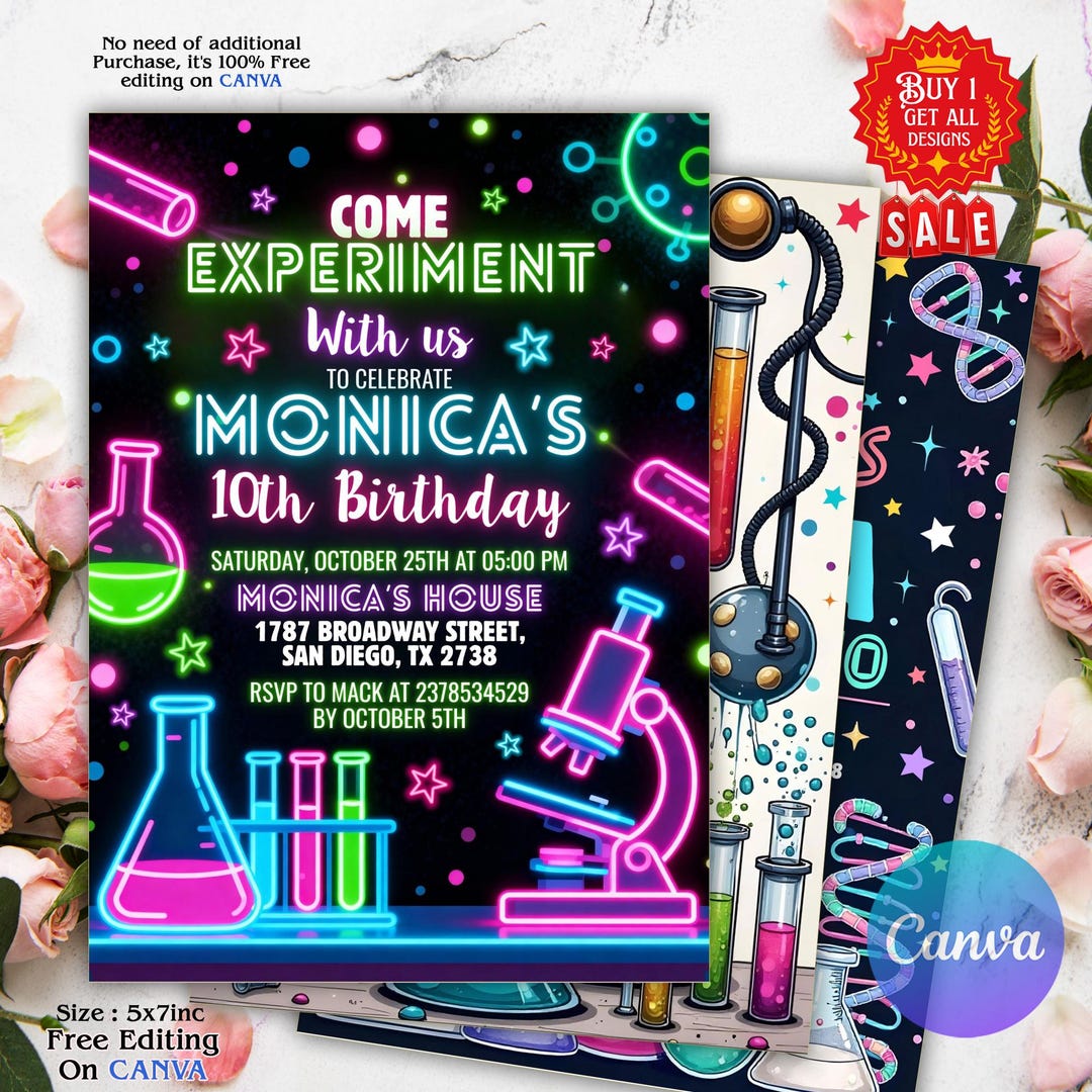 Editable Mad Science Experiment Birthday Invitation, Science Experiment ...