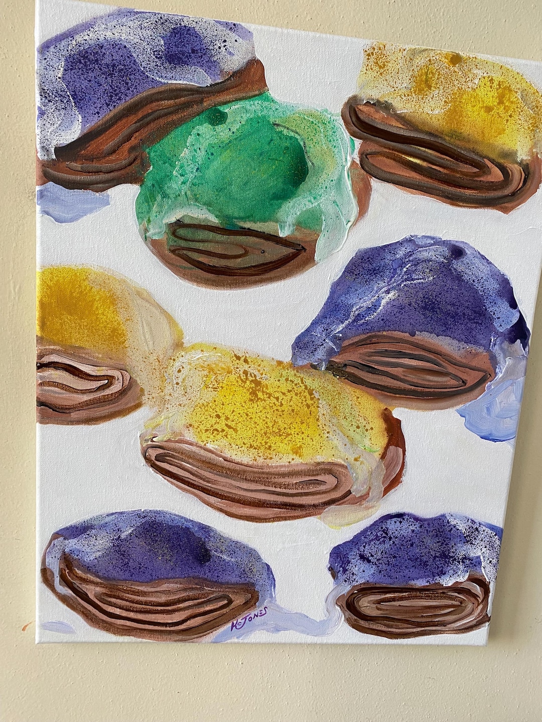 KING CAKE SLICES | 16 X 20 Inch Acrylic Painting by Louisiana Artist ...