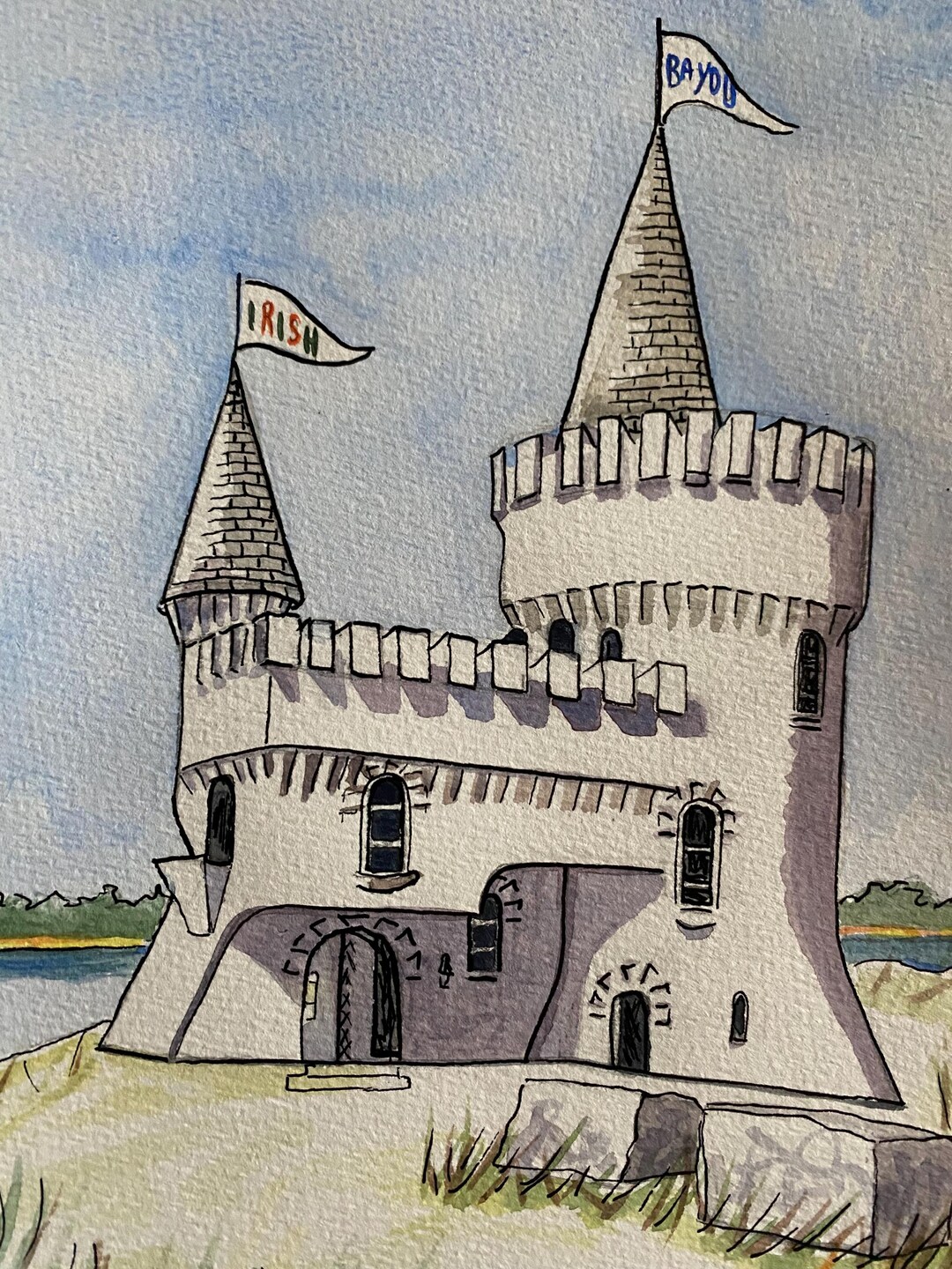 Irish Bayou Castle | Original Watercolor and Ink Painting | Louisiana ...