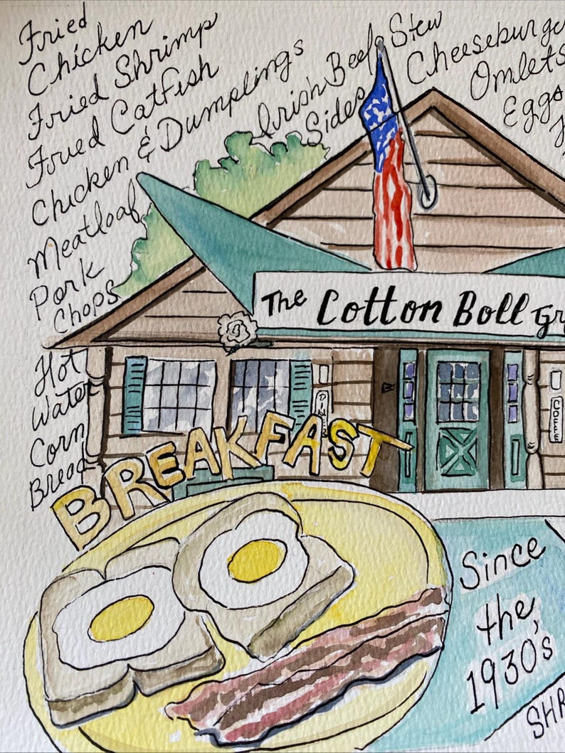 The Cotton Boll Grill | Shreveport Louisiana Print Restaurant Diner ...