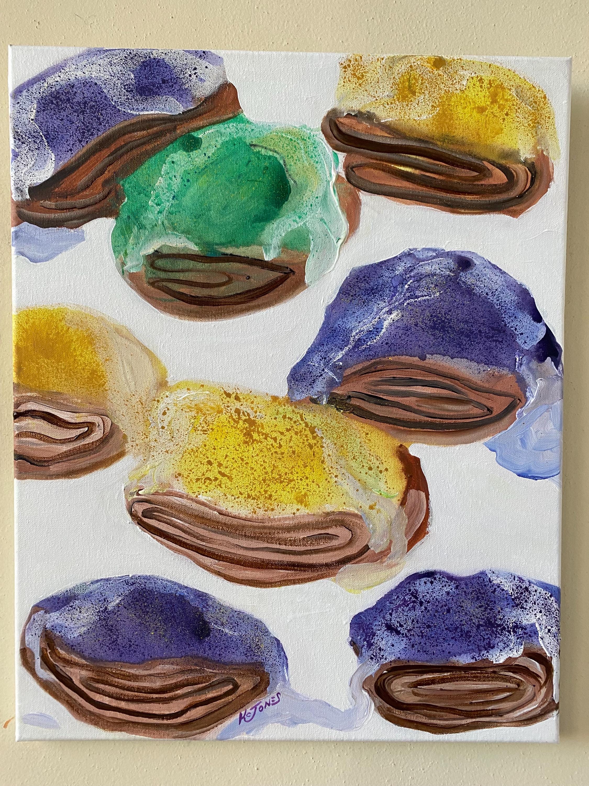 KING CAKE SLICES | 16 X 20 Inch Acrylic Painting by Louisiana Artist ...