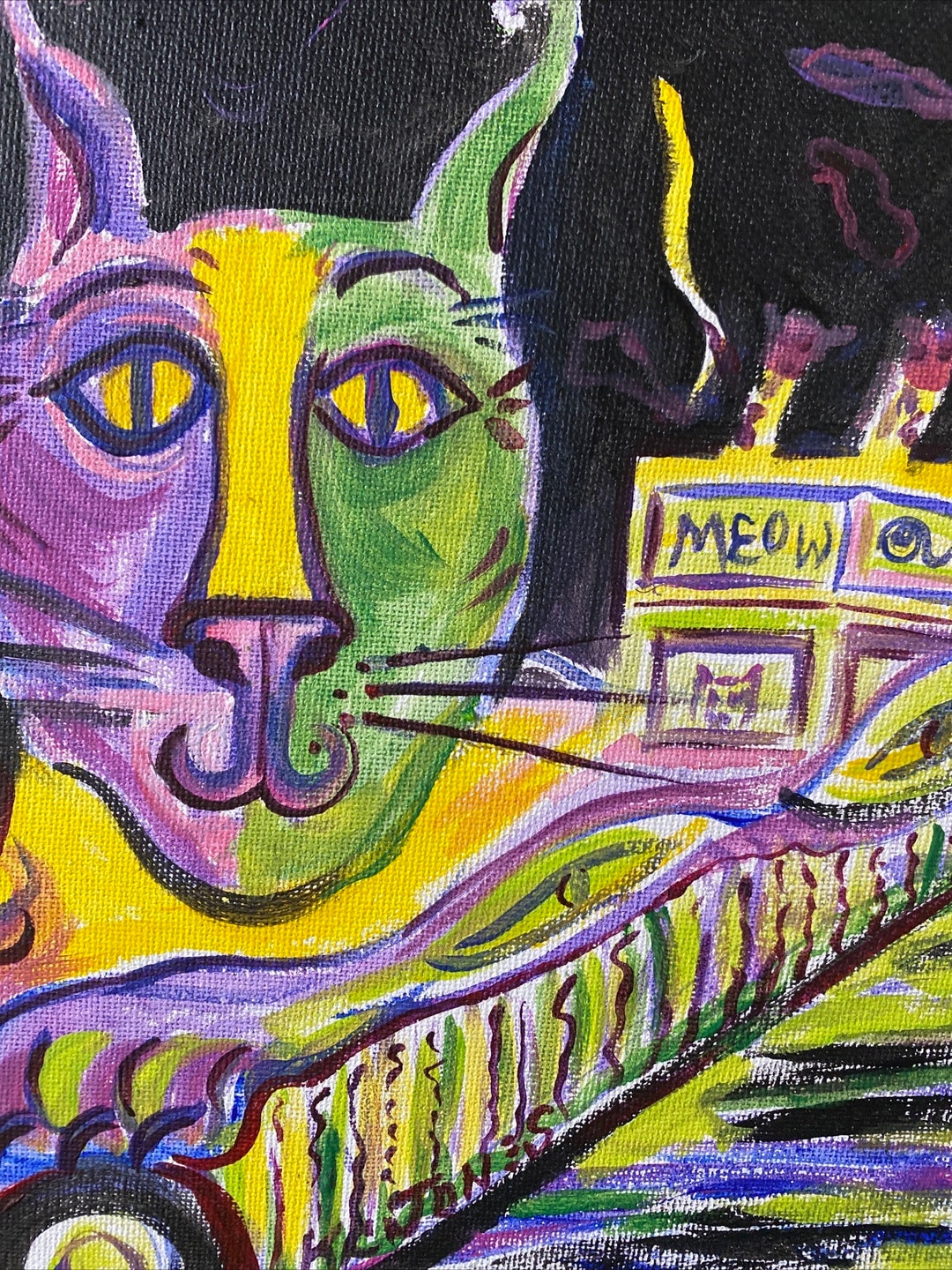 Cat Float | 8 X 10 Inch Acrylic PAINTING | Louisiana Artist Kristi C ...