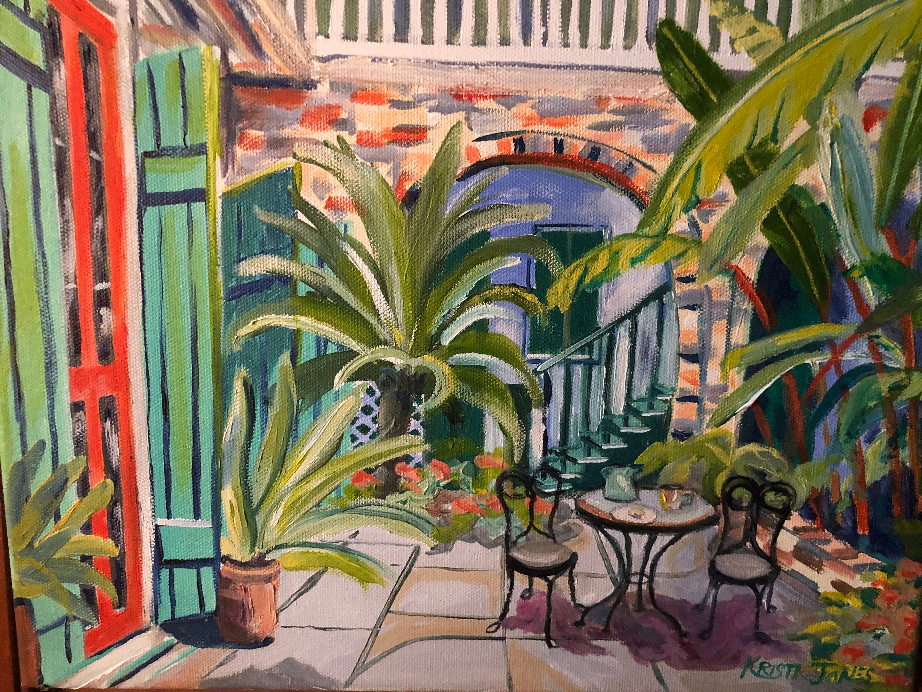 Creole Courtyard Print by Louisiana Artist Kristi Jones | Etsy