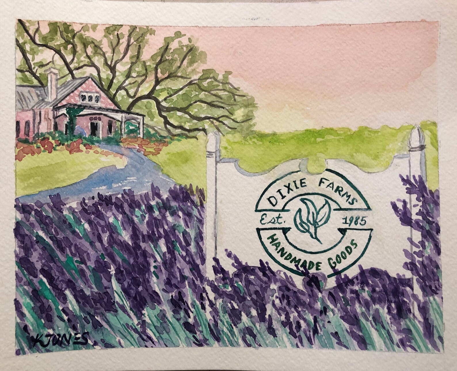 Dixie Farms Lavender Plantation Sign | 8 X 10 Print of Watercolor ...